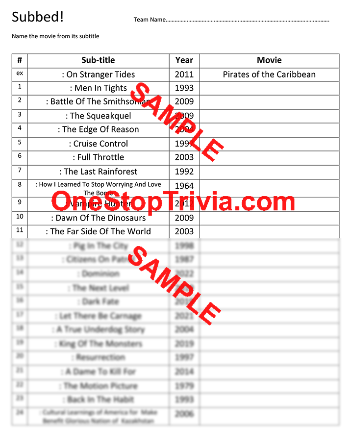 Quiz Pack 1 Quiz Pack - One Stop Trivia